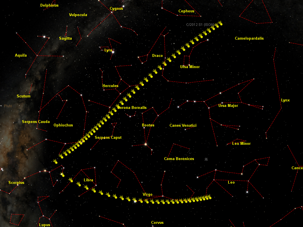 Where is comet C/2012 S1 (Ison): path across the stars - The Virtual ...