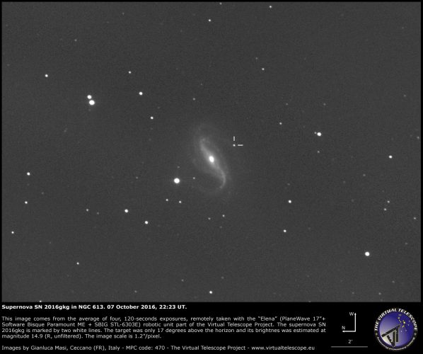 Supernova SN 2016gkg in NGC 613: an image - 07 October 2016 - The ...