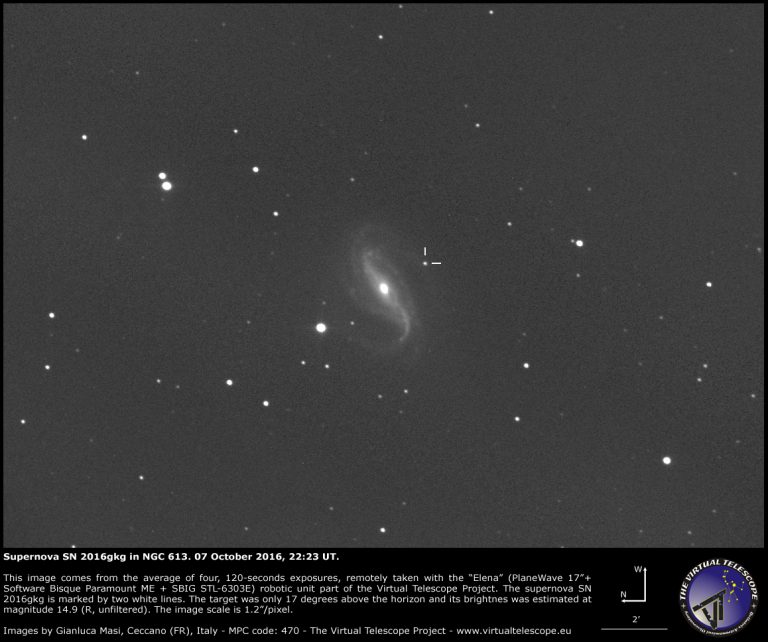 Supernova SN 2016gkg in NGC 613: an image - 07 October 2016 - The ...