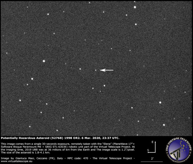 Potentially Hazardous Asteroid (52768) 1998 OR2: an image - 6 Mar. 2020 ...