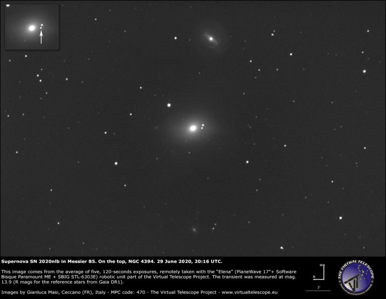 Supernova SN 2020nlb in Messier 85 is still rising! 29 June 2020 - The ...
