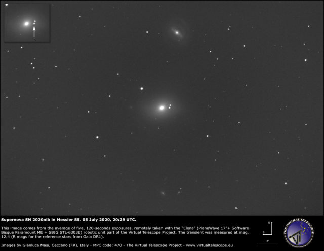 Supernova SN 2020nlb in Messier 85 still on the rise! Image and ...