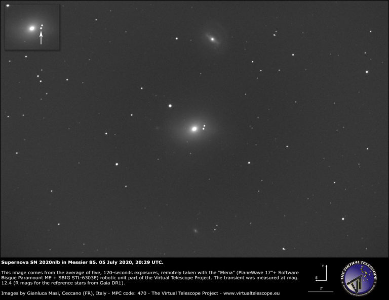 Supernova SN 2020nlb in Messier 85 still on the rise! Image and ...