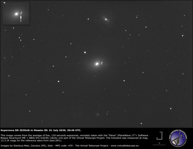 Supernova SN 2020nlb in Messier 85 brighter, again! 01 July 2020 - The ...
