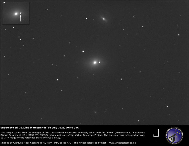Supernova SN 2020nlb in Messier 85 brighter, again! 01 July 2020 - The ...