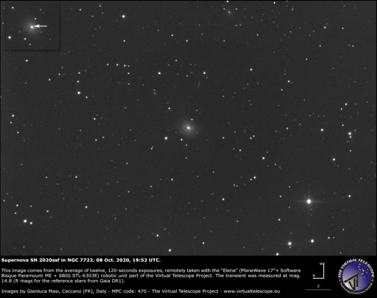 NGC 7722 and supernova SN 2020ssf: an image - 8 Oct. 2020 - The Virtual ...