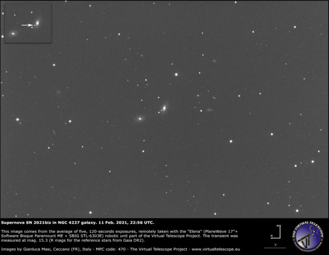 Supernova SN 2021biz in NGC 4227 galaxy: an image - 11 Feb. 2021 - The ...