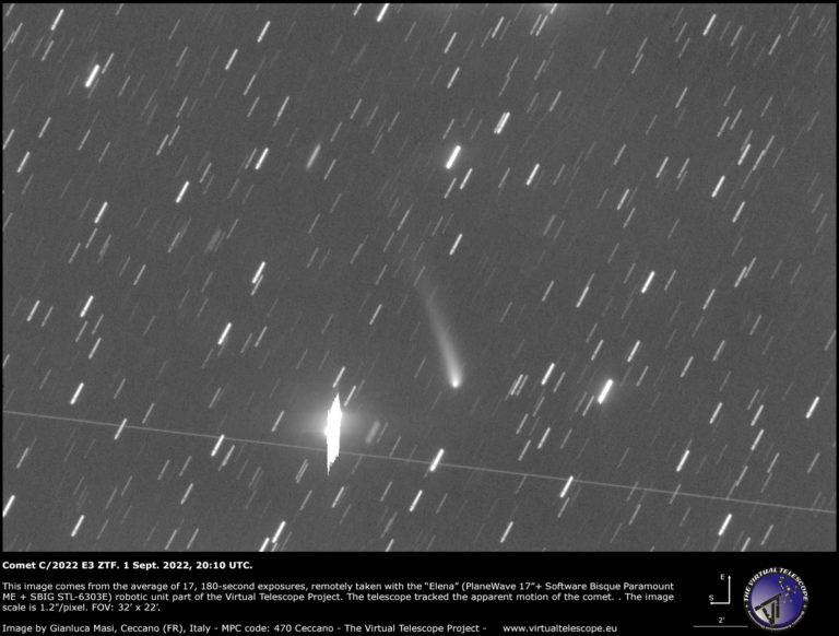 Comet C/2022 E3 ZTF: a new image - 1 Sept. 2022. - The Virtual Telescope Project 2.0