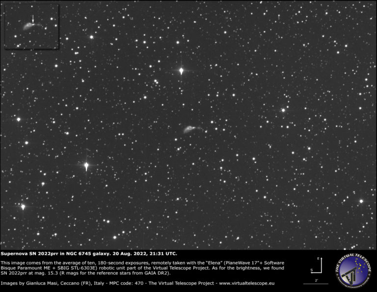 Supernova SN 2022prr in NGC 6745 galaxy: a image - 20 Aug. 2022. - The ...