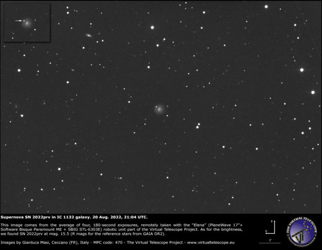 Supernova SN 2022prv in IC 1132 galaxy: a image - 20 Aug. 2022. - The ...