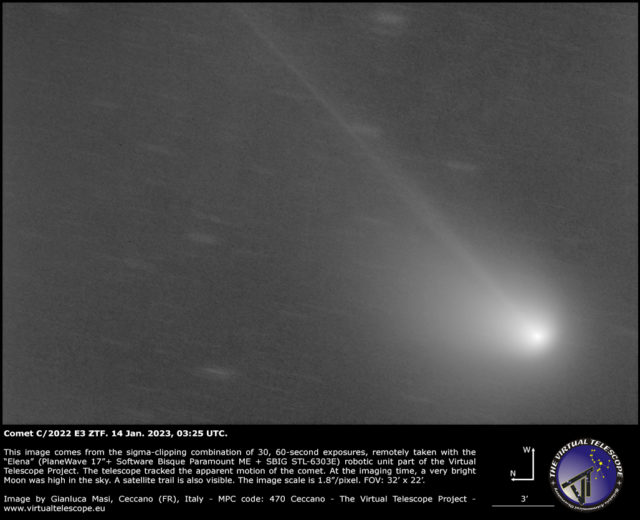 Comet C/2022 E3 ZTF: a new image and live feed - 14 Jan. 2023 - The Virtual Telescope Project 2.0