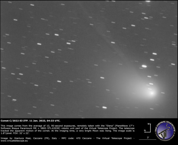 Comet C/2022 E3 ZTF: a new image - 11 Jan. 2023 - The Virtual Telescope Project 2.0