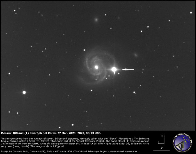 Dwarf Planet (1) Ceres “meets” galaxy Messier 100: a stunning image ...