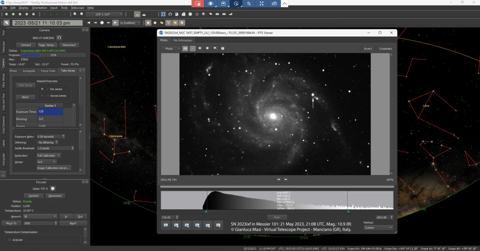 Supernova SN 2023ixf in the Messier 101 spiral galaxy: a image - 21 May 2023. - The Virtual ...