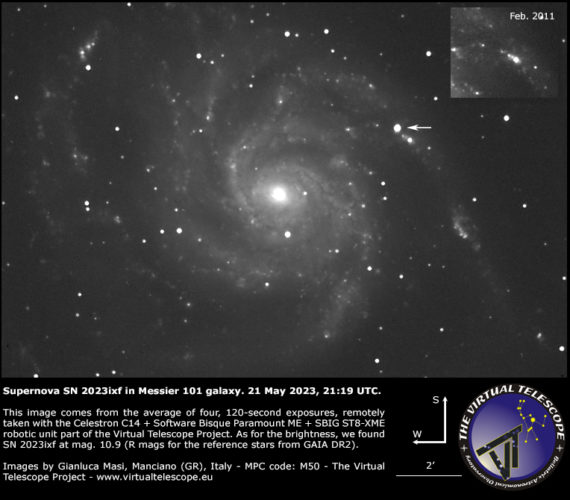Supernova Sn 2023ixf In The Messier 101 Spiral Galaxy A Image 21 May