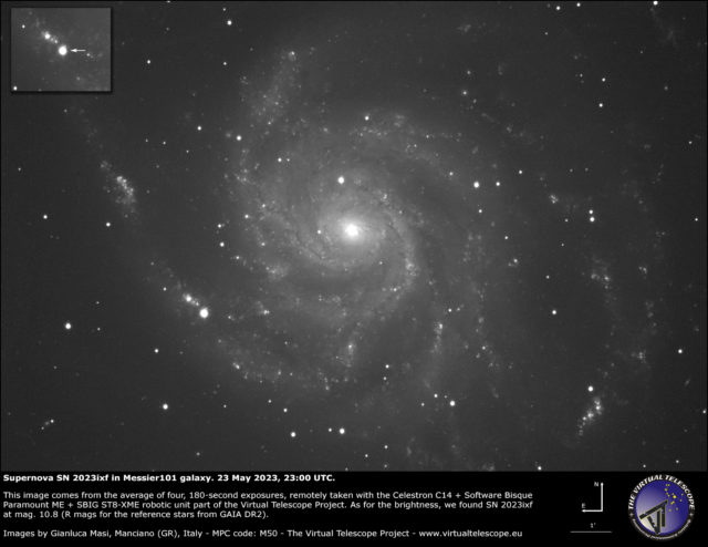 Supernova SN 2023ixf in the Messier 101 spiral galaxy: a image - 23 May 2023. - The Virtual ...