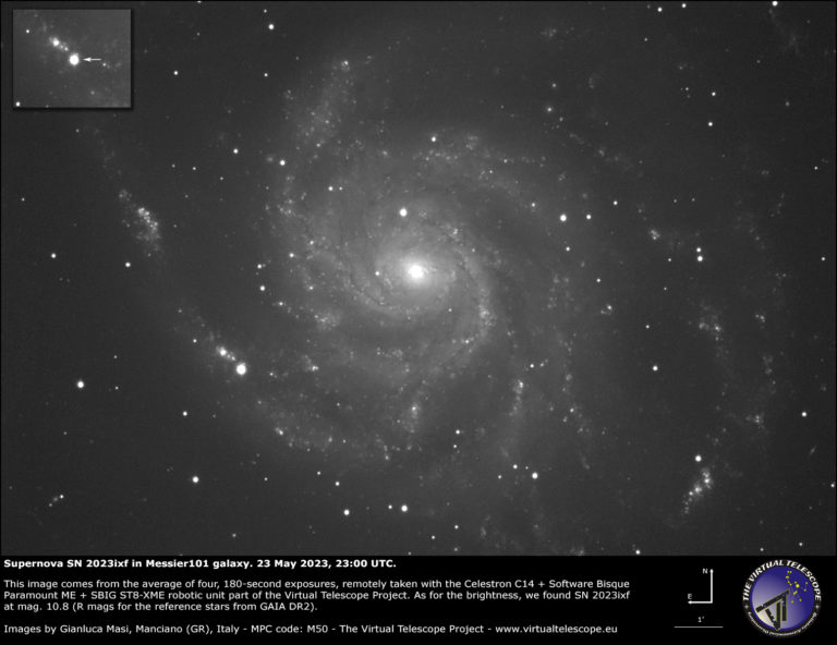 Supernova SN 2023ixf in the Messier 101 spiral galaxy: a image - 23 May 2023. - The Virtual ...