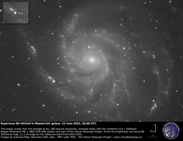 Supernova SN 2023ixf in the Messier 101 spiral galaxy: a image - 23 June 2023. - The Virtual ...