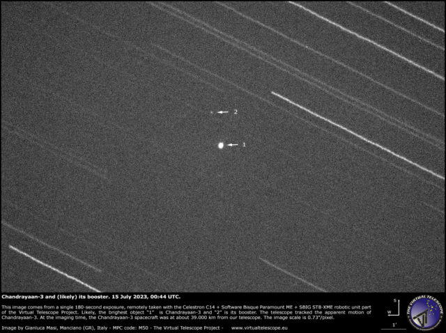 The Chandrayaan-3 and its booster imaged: 15 July 2023 - The Virtual ...