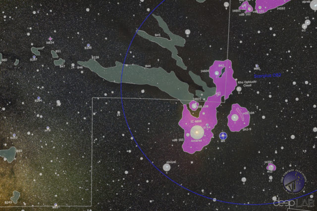 Antares and Rho Ophiuchi: 14 Aug. 2023. - The Virtual Telescope Project 2.0