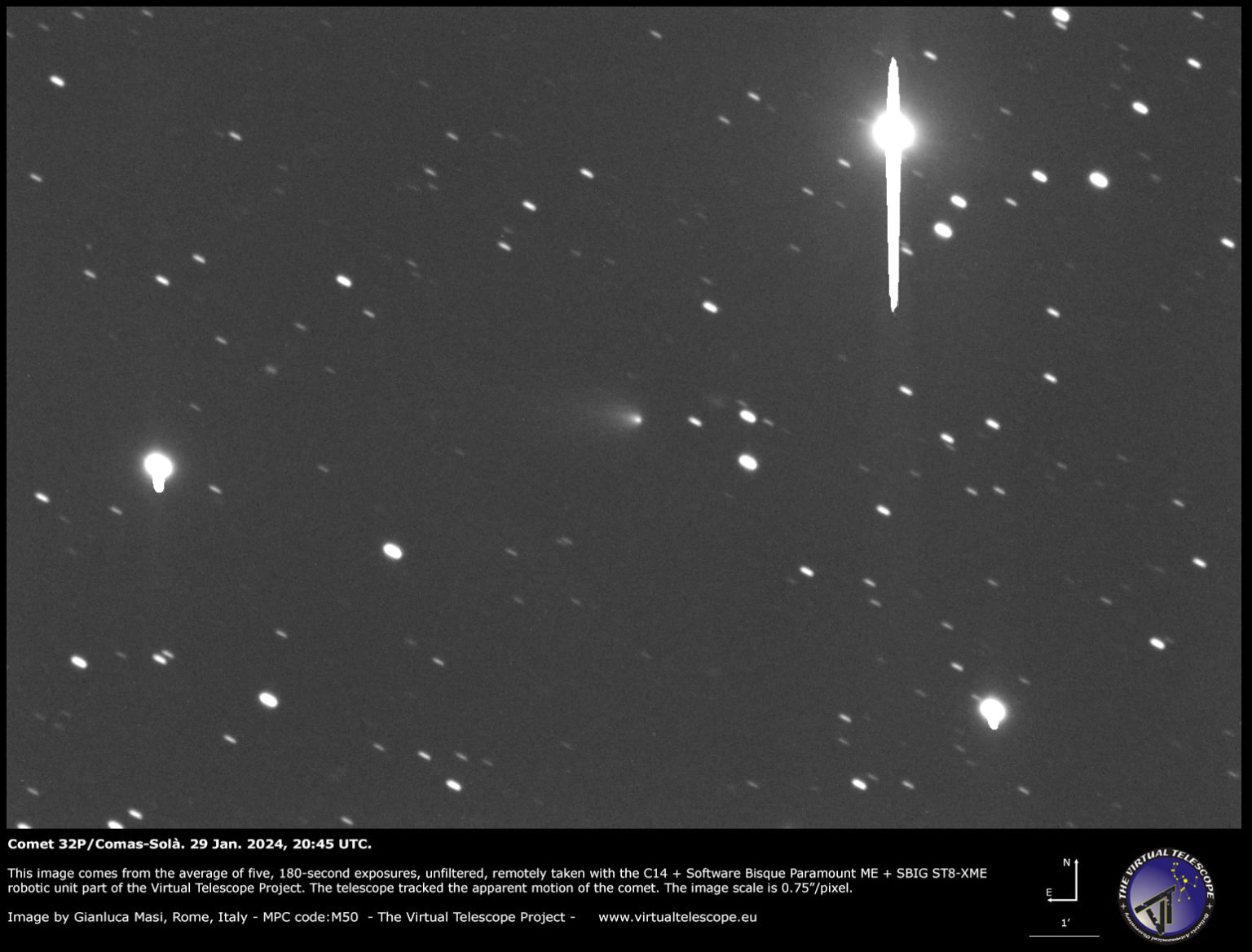Comet 32P/Comas-Solà: an image - 29 Jan. 2024 - The Virtual Telescope ...