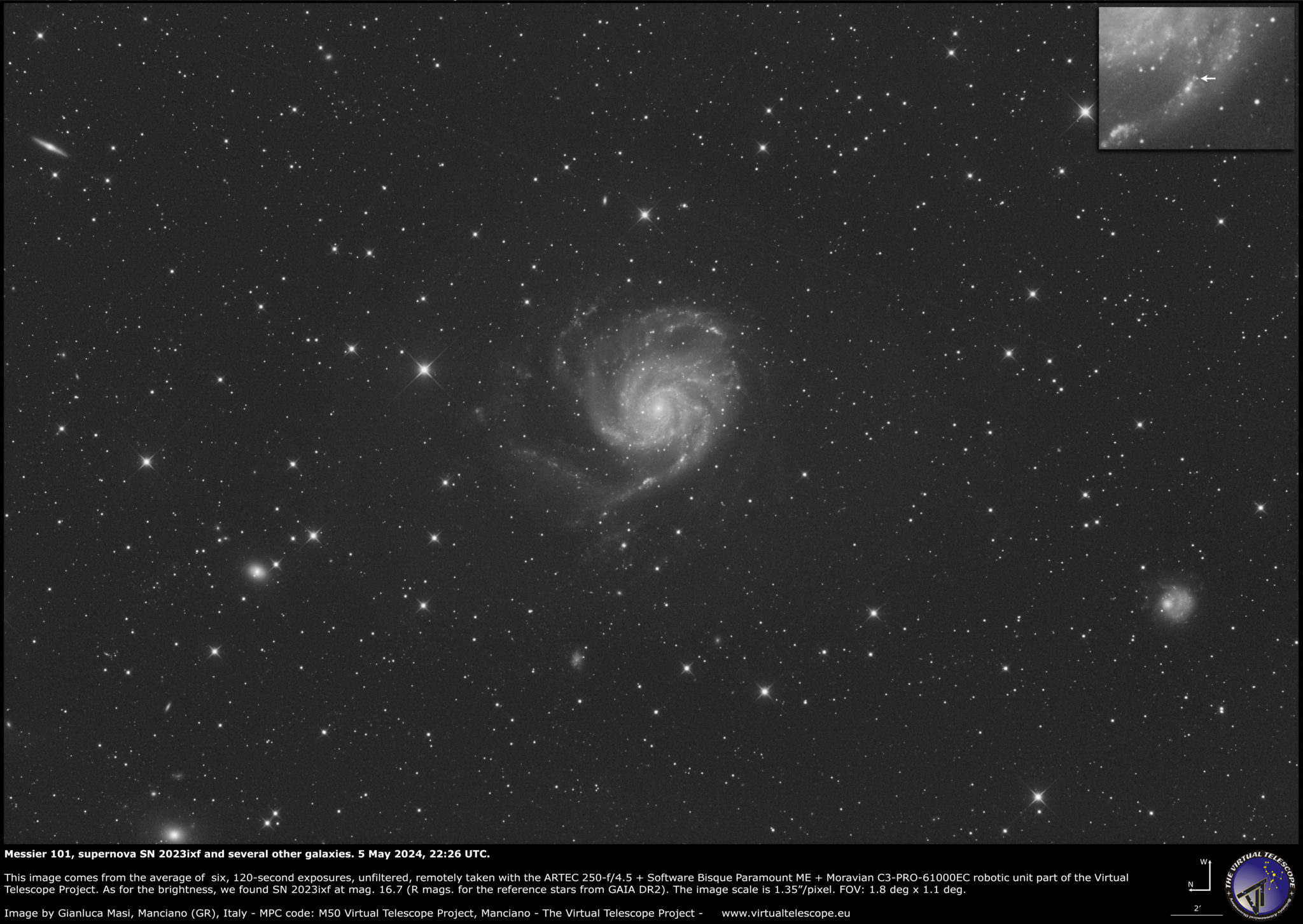 Supernova SN 2023ixf in the Messier 101 spiral galaxy: a image - 5 May 2024. - The Virtual ...