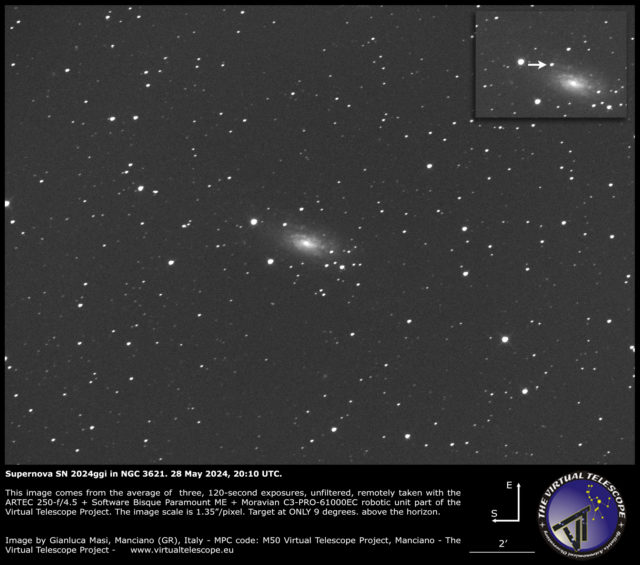 Supernova SN 2024ggi in the NGC 3621 galaxy: an image - 28 May 2024. - The Virtual Telescope ...