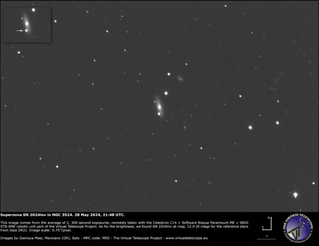 Supernova SN 2024inv in the NGC 3524 galaxy: an image - 28 May 2024. - The Virtual Telescope ...