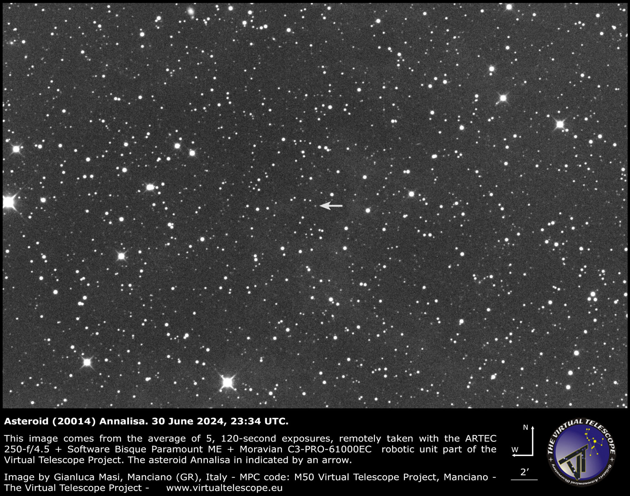 Asteroide (20014) Annalisa: un’immagine - 30 giugno 2024. - The Virtual ...
