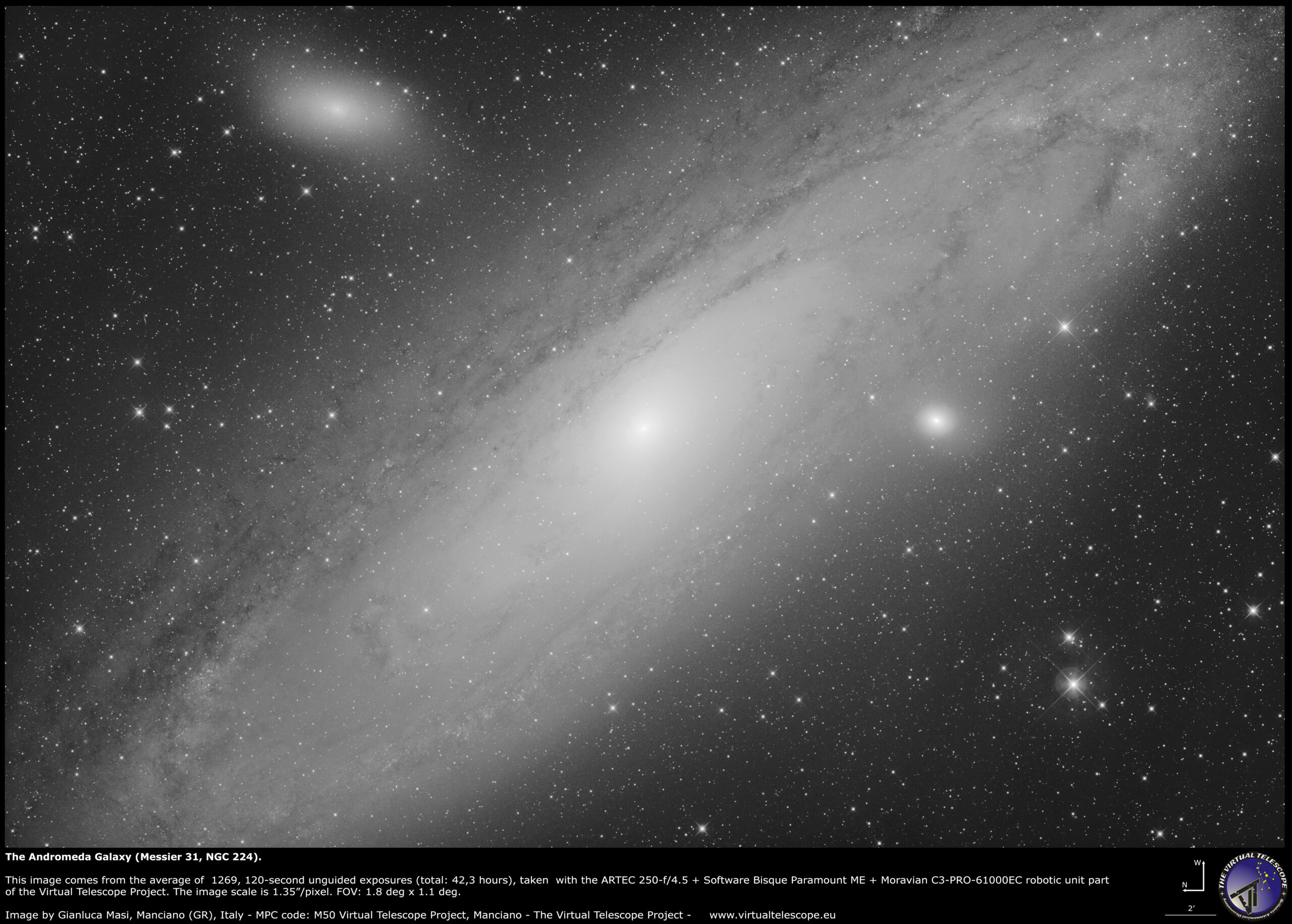 Messier 31, the Andromeda Galaxy: an exceptional image. - The Virtual Telescope Project 2.0