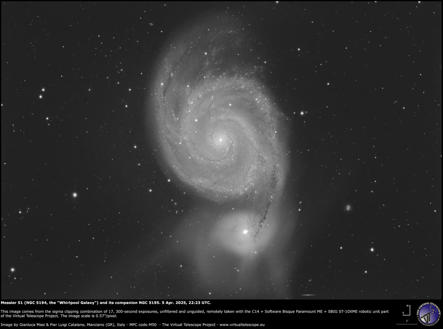 Messier 51, the “Whirlpool” galaxy”: a close-up image - 4 Mar. 2025 ...