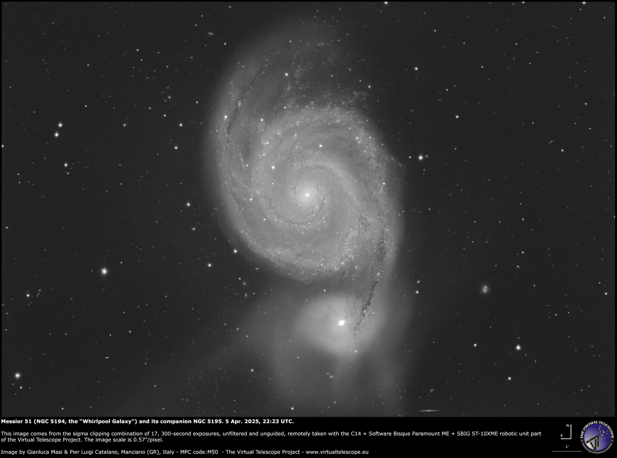 Messier 51, the “Whirlpool” galaxy”: a close-up image - 4 Mar. 2025 ...