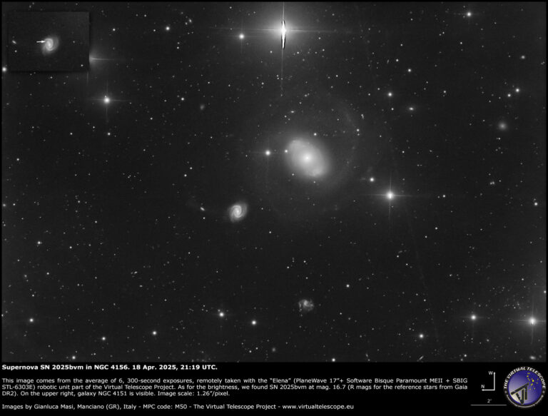 Supernova SN 2025bvm in the NGC 4156 galaxy: an image - 18 Apr. 2025 ...