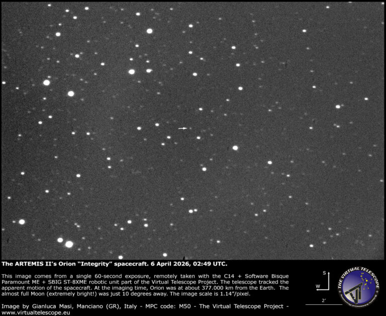 ARTEMIS II's Orion spacecraft, a new image - 6 April 2026 - The Virtual ...