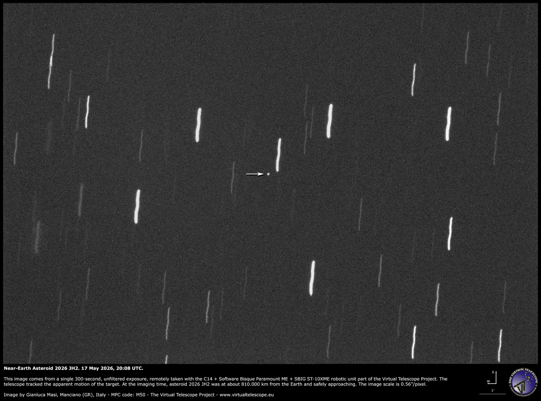 Near-Earth Asteroid 2026 JH2 extremely close encounter: a new image ...